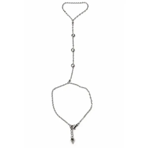 JAGGED HALO JEWELRY Margot Hand Chain With Crystal Embellishments - Silver