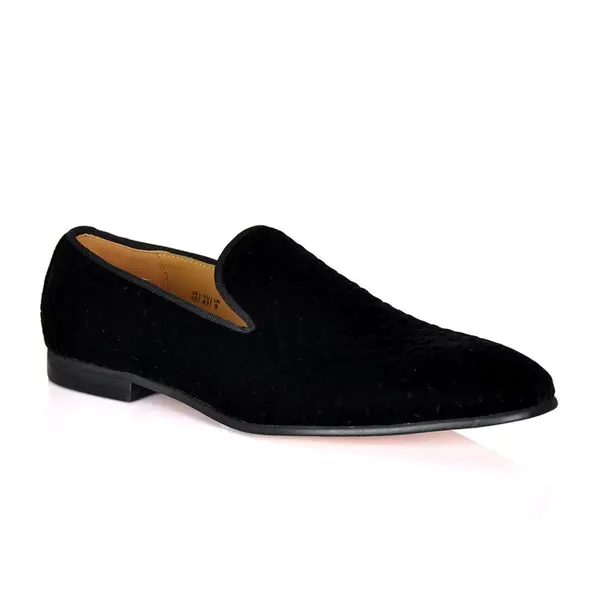 DAVID WEJ Alberto Velvet Pattern Loafers - Black