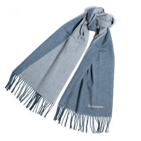 BEL CASHMERE Double Face Cashmere Scarf And Cream - Blue