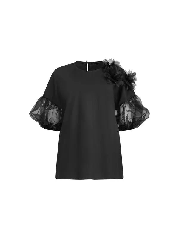 HELENE GALWAS Gabyre Cotton Blouse With Floral - Black