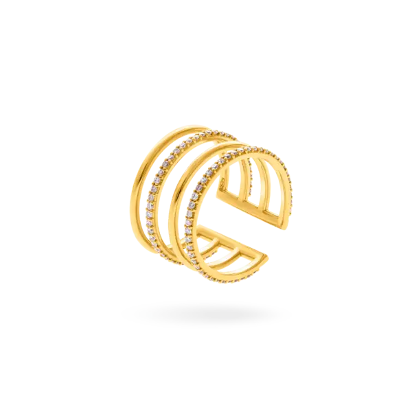 LUCY QUARTERMAINE Solid Empire Open Ring With Graded Diamonds - Gold