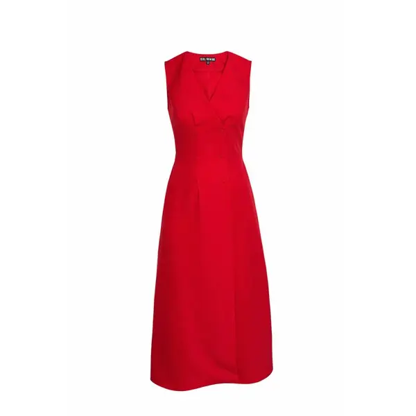 GIRL IN MIND Hazel Tailo Sleeveless Midi Dress - Red