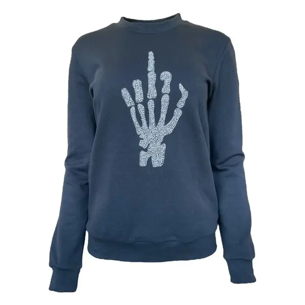 ANY OLD IRON Black / Silver Silver Skull Finger Beaded Black Sweatshirt - Black/silver