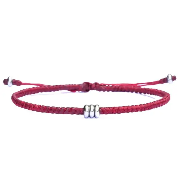 HARBOUR UK Iron Flow Steel Rope Bracelet - Red