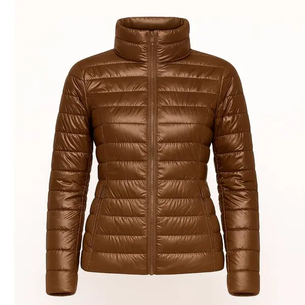 TANTRA SPAIN SL Basic Metallic Anorak With Zipper Closure And Mandarin Collar - Brown