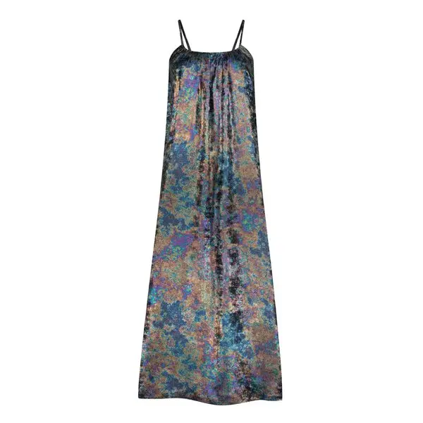 DHARA SHETH, DUBAI Shadow Of Sequin Shimmer Spaghetti Strap Maxi Dress Rainbow Halloween Party Dress