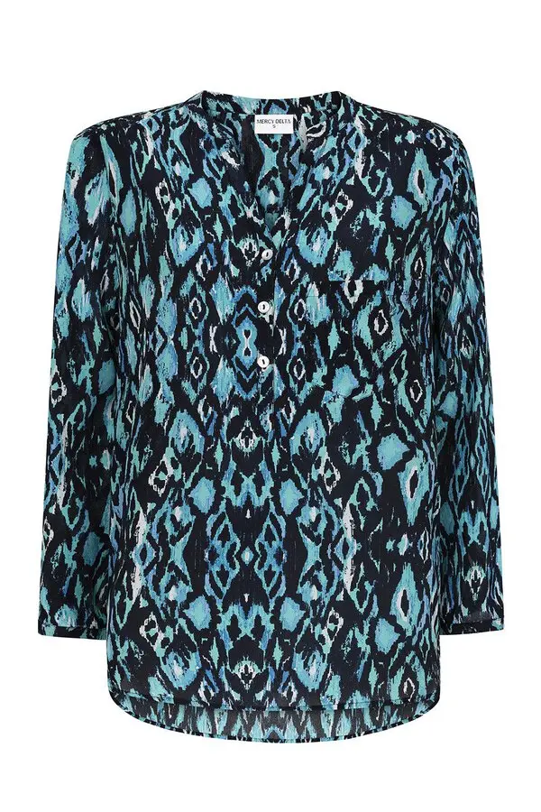 MERCY DELTA Green / Blue Stanford Tuscany Azure Blouse - Green/blue