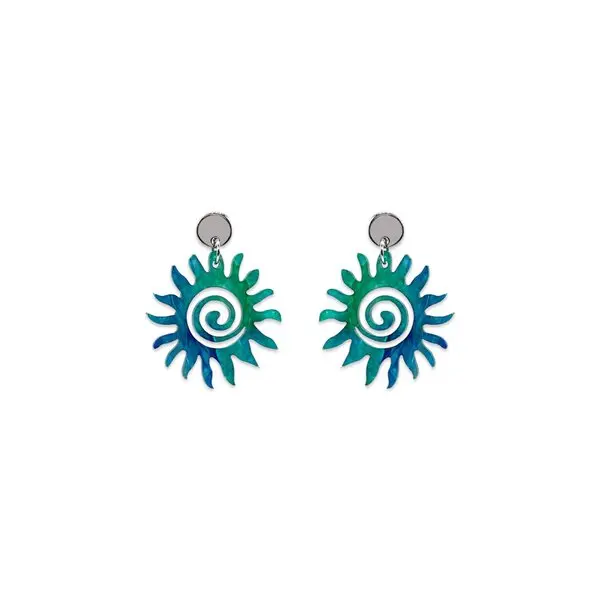 TOOLALLY Sun Earrings & Green Lava - Blue