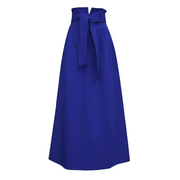 JULIA ALLERT High Waist A-line Long Skirt With Belt - Blue