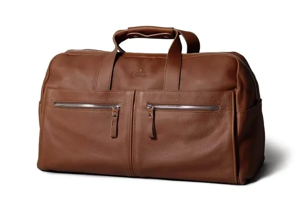 HARBER LONDON Leather Weekender Bag Chestnut