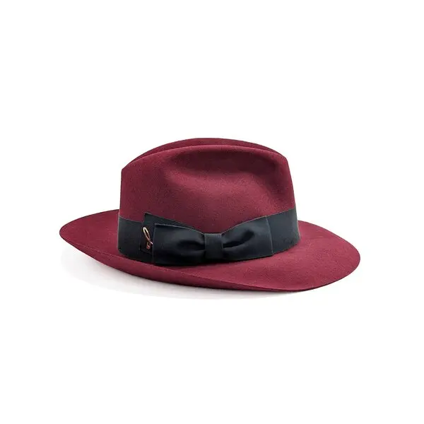 DORIA 1905 Copertino Smooth Lapin Felt Fedora Hat - Red
