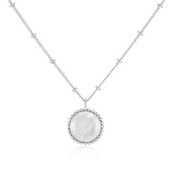 AUREE JEWELLERY Neutrals Barcelona Silver June Birthstone Necklace Moonstone - Gray