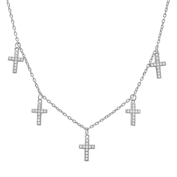 KYLIE HARPER Sterling Dangling Diamond Cz Cross Charm Necklace - Silver