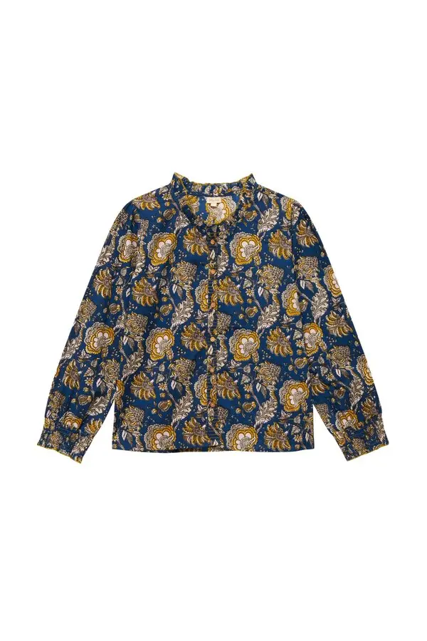 INARA Midnight Marigold Cotton Top - Blue