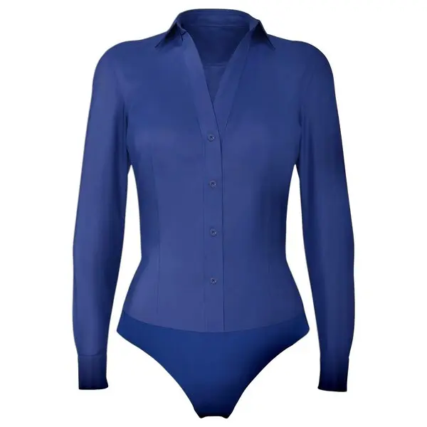 JD.JUNE Non-iron Bodysuit For Bosses® In Navy Cotton Button Up Tailored Fit - Blue
