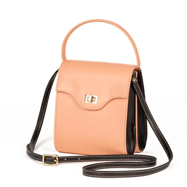 DANNI RO Tokyo Bag Double Tone Nude And Black Leather - Black/brown