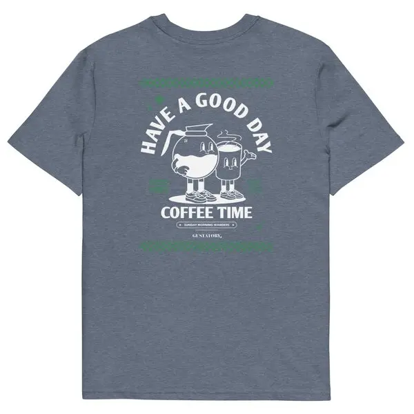 ANCHOR & CREW Heather Gustatory Have A Good Day Organic Cotton Embroidered T-shirt - Blue
