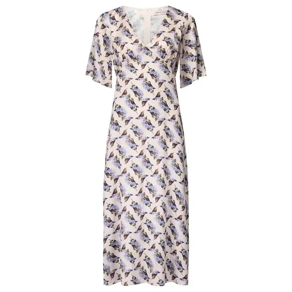 TRAFFIC PEOPLE Neutrals / Hummingbird Cream And Print Blythe Midi Dress - Blue