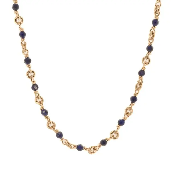 EBRU JEWELRY Gold / Blue Lapis Lazuli Stone & Solid Gold Chain Necklace Gold - Gold/blue