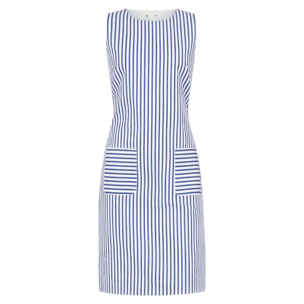 YUMI Navy Stripe Cotton Shift Dress - Blue