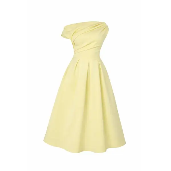 GIRL IN MIND Betty Asymmetric Midi Dress - Yellow