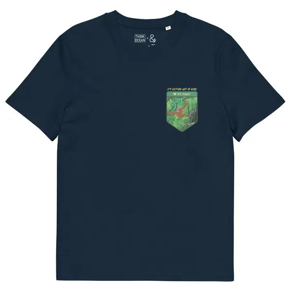 ANCHOR & CREW Navy Think Ocean Orangutan Love The Planet Organic Cotton T-shirt - Blue