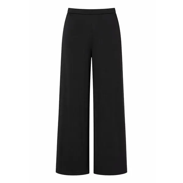 OH!ZUZA NIGHT&DAY Wide-leg Ribbed Trousers - Black