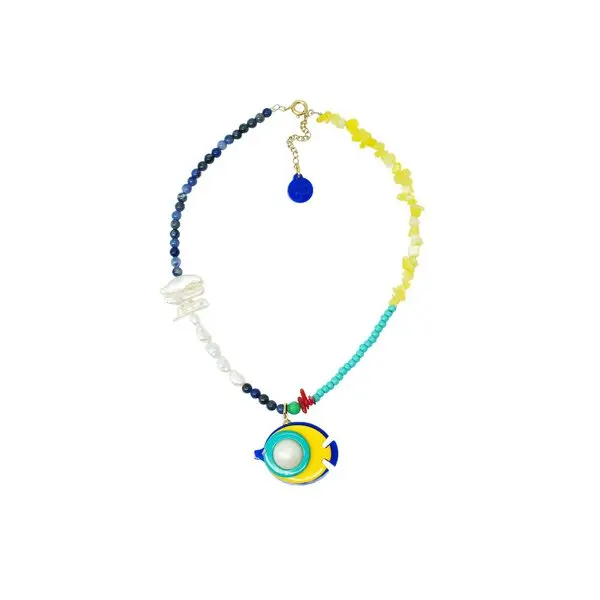 GISSA BICALHO Handmade Necklace Beads And Pendant Fish Tang - Yellow