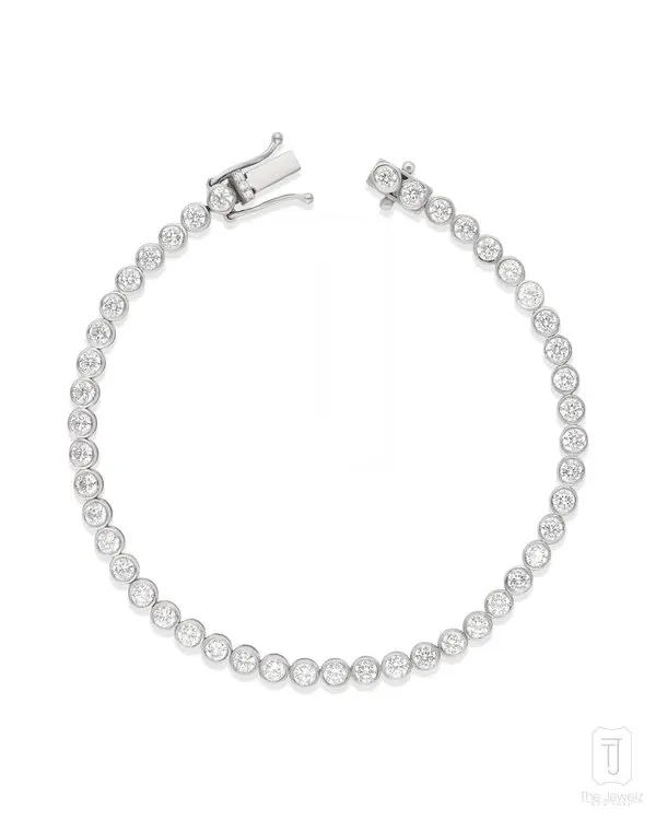 THE JEWELZ White / Silver / Neutrals Moonlit Grace Tennis Bracelet In Silver - White/silver