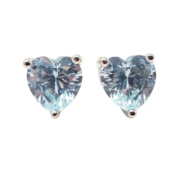 HARFI Blue / Silver Blue Topaz Heart Sterling Silver Stud Gemstone Earrings - Blue/silver