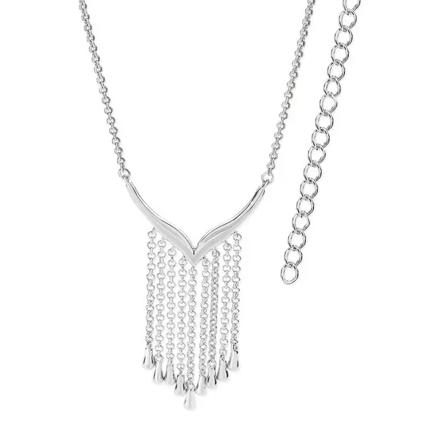 LUCY QUARTERMAINE Solid Sterling Waterfall V Necklace - Silver
