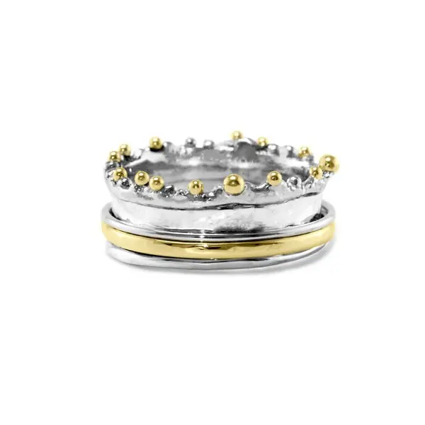 ISLA SILVER Gold / Silver Crown Mixed Metal Spinning Ring - Gold/silver