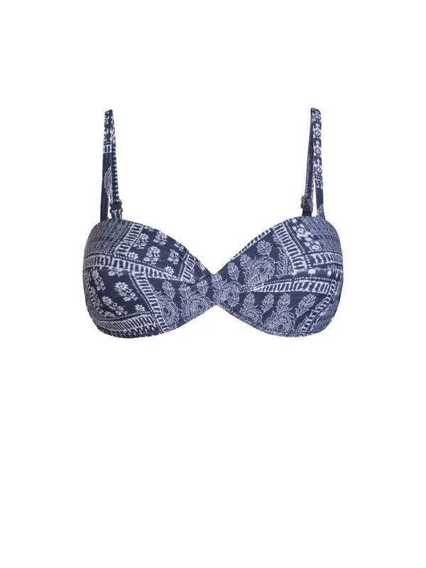 CHANGE OF SCENERY Blue / White Loryn Top In Tivara Patchwork - Blue/white