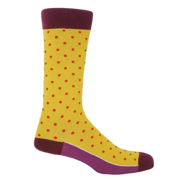 PEPER HAROW - MADE IN ENGLAND Honey Pin Polka Socks - Yellow