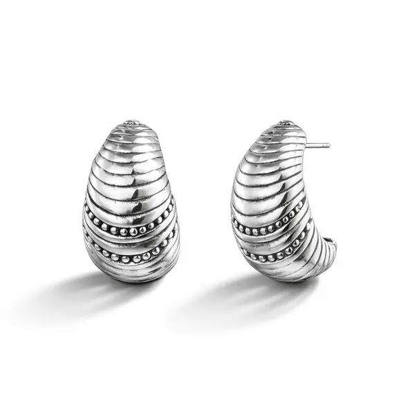 GOLD & HONEY Textured Teardrop Stud Earrings - Silver
