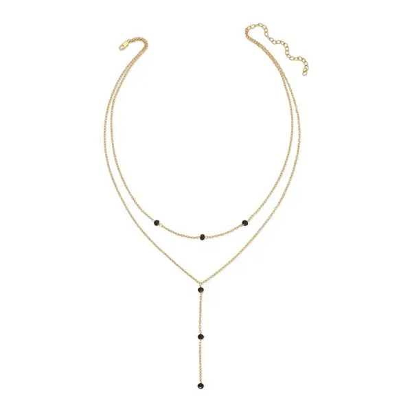HEATHER HAWKINS You Wish Draped Y Necklace Spinel Gold-filled - Black