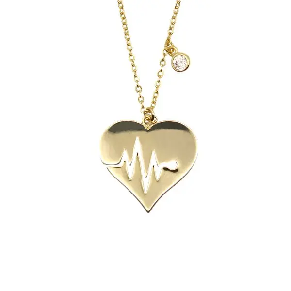 VICSTONENYC FINE JEWELRY Heart Beat With Lab Grown Diamond Yellow Necklace - Gold