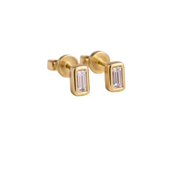 LILY FLO JEWELLERY Baguette Diamond Stud Earrings - Gold