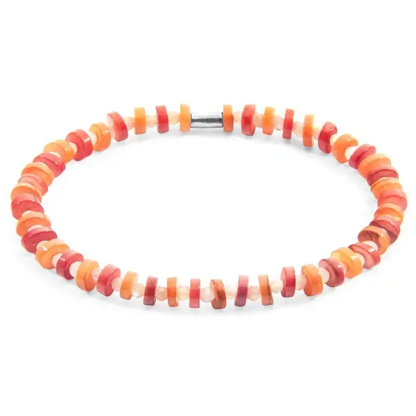 ANCHOR & CREW Alice Silver & Freshwater Shell Skinny Bracelet - Orange