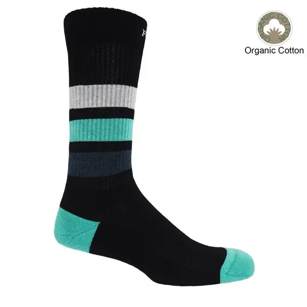 PEPER HAROW - MADE IN ENGLAND Striped Organic Sport Socks - Black