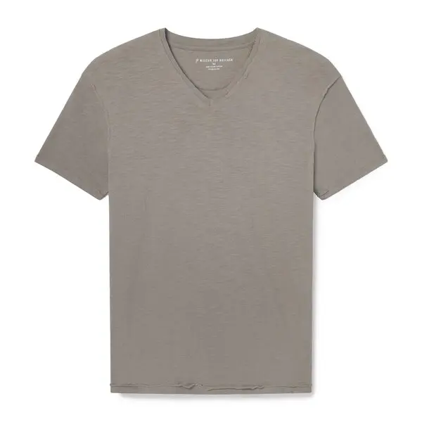 WESTON JON BOUCHER Isla V Neck Slub Slim Fit Supima Tee Deep Taupe - Black