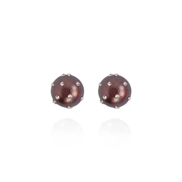 SAULE LABEL Gaia Jet Petite Earrings In Chocolate Cherry - Brown