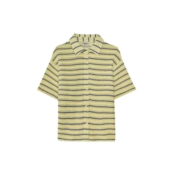 THISISU COLLECTION Solea Striped Knit Beachwear Shirt - Yellow