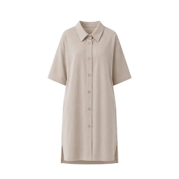 OH!ZUZA NIGHT&DAY Neutrals Meryl Linen Viscose Shirt Nightdress - Beige