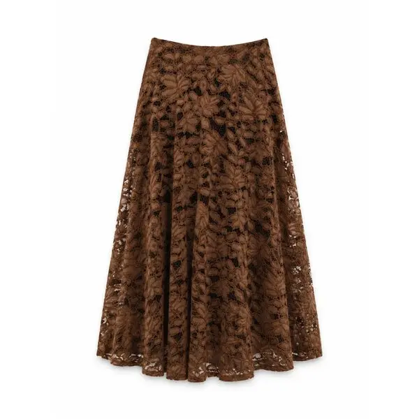 Carmen Says Lovers Velvet Lace Occasion Skirt - Brown