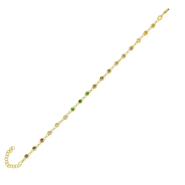 SPERO LONDON Colourful Rainbow Jewelled Sterling Silver Chain Bracelet - Gold