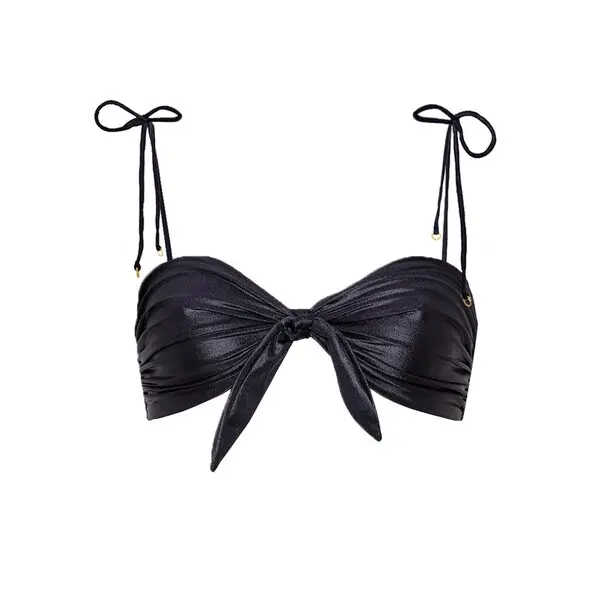 AULALA PARIS Miss Enthusiastic Shiny Bikini Top - Black