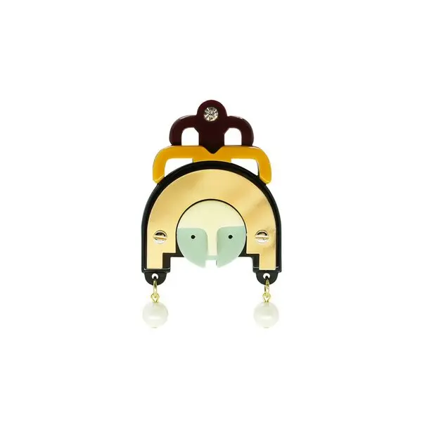 GISSA BICALHO Acrylic Handmade Brooch Ixchel Mustard - Yellow