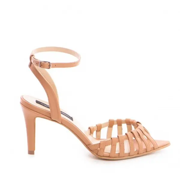 THE 5TH ELEMENT Neutrals Kris Nude Leather Heel Sandals - Black/brown