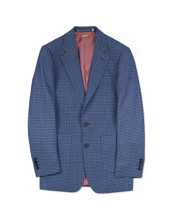 GRESHAM BLAKE Blue / Brown Blue & Brown Gingham Jacket - Blue/brown